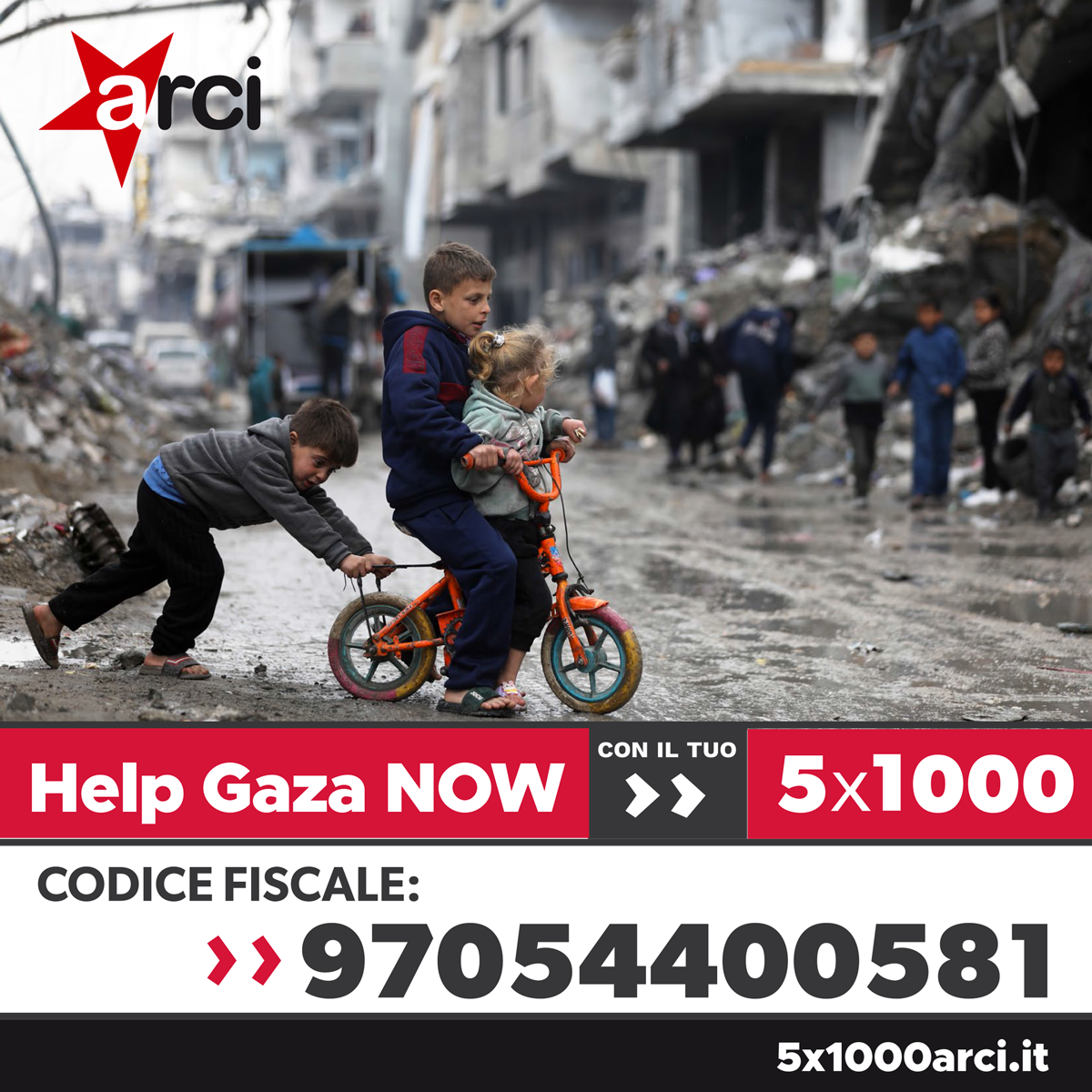 L'Arci dona il suo-tuo 5 x 1000 a Gaza/ Scegli Gaza/ 97054400581 ...